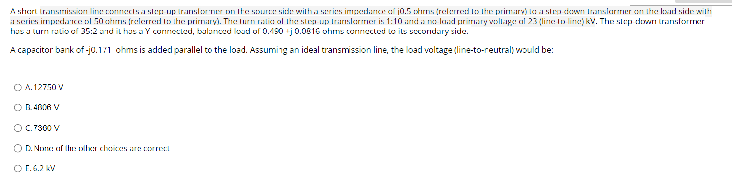 Solved A short transmission line connects a step-up | Chegg.com