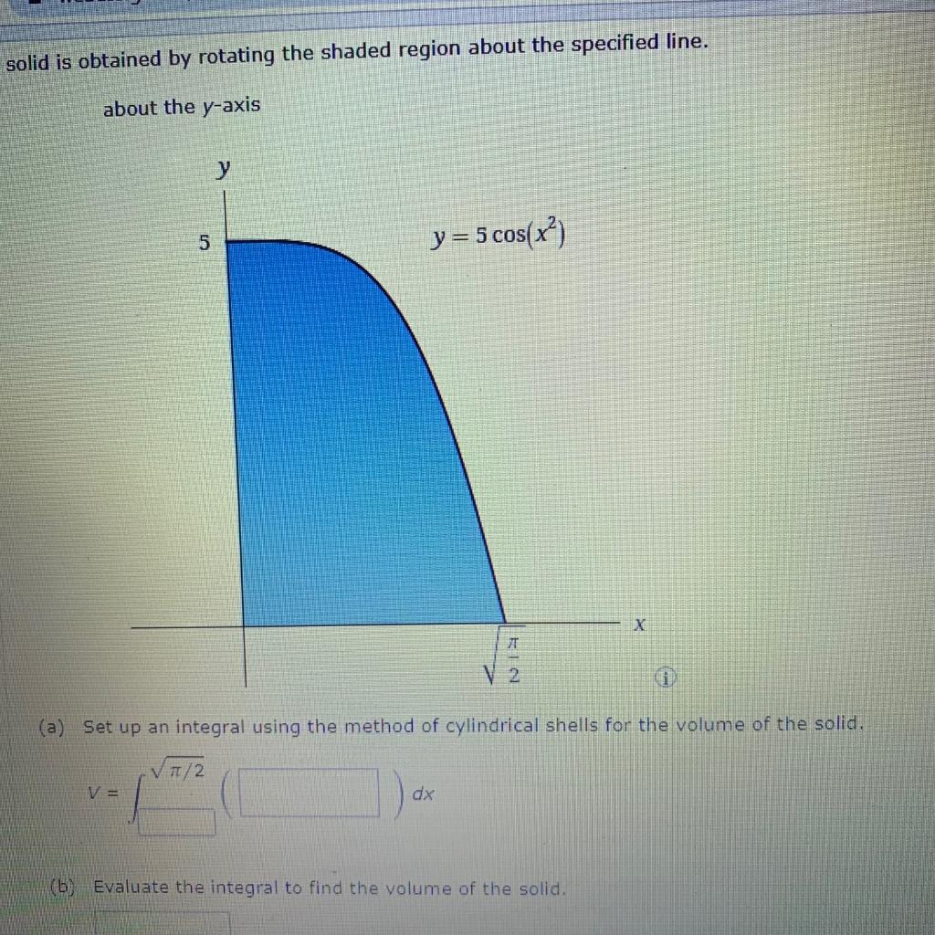 Solved solid is obtained by rotating the shaded region about | Chegg.com