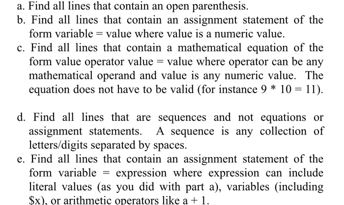 Solved a. Find all lines that contain an open parenthesis. | Chegg.com