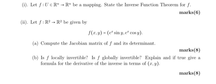 Solved Let F U Subset R N Rightarrow R N Be A Mapping
