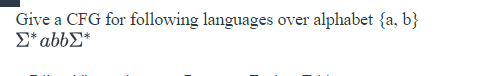 Solved Give a CFG for following languages over alphabet | Chegg.com