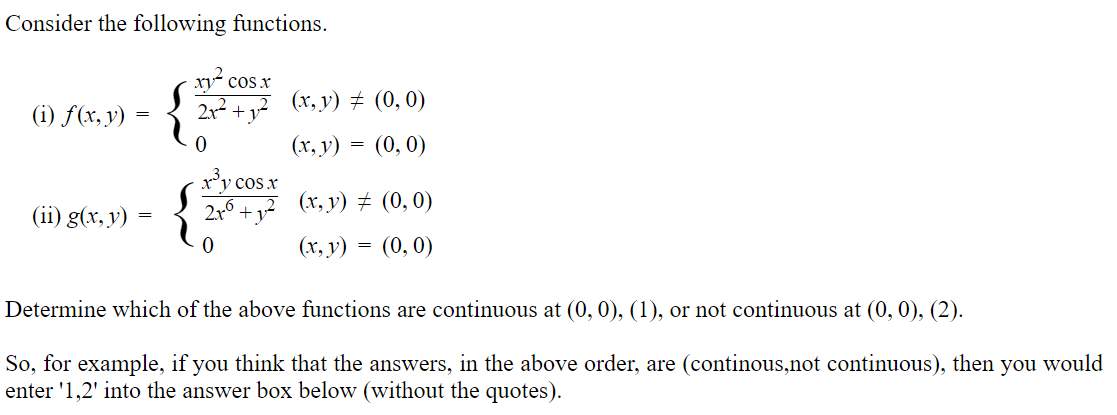 Solved Consider the following functions. Determine which | Chegg.com
