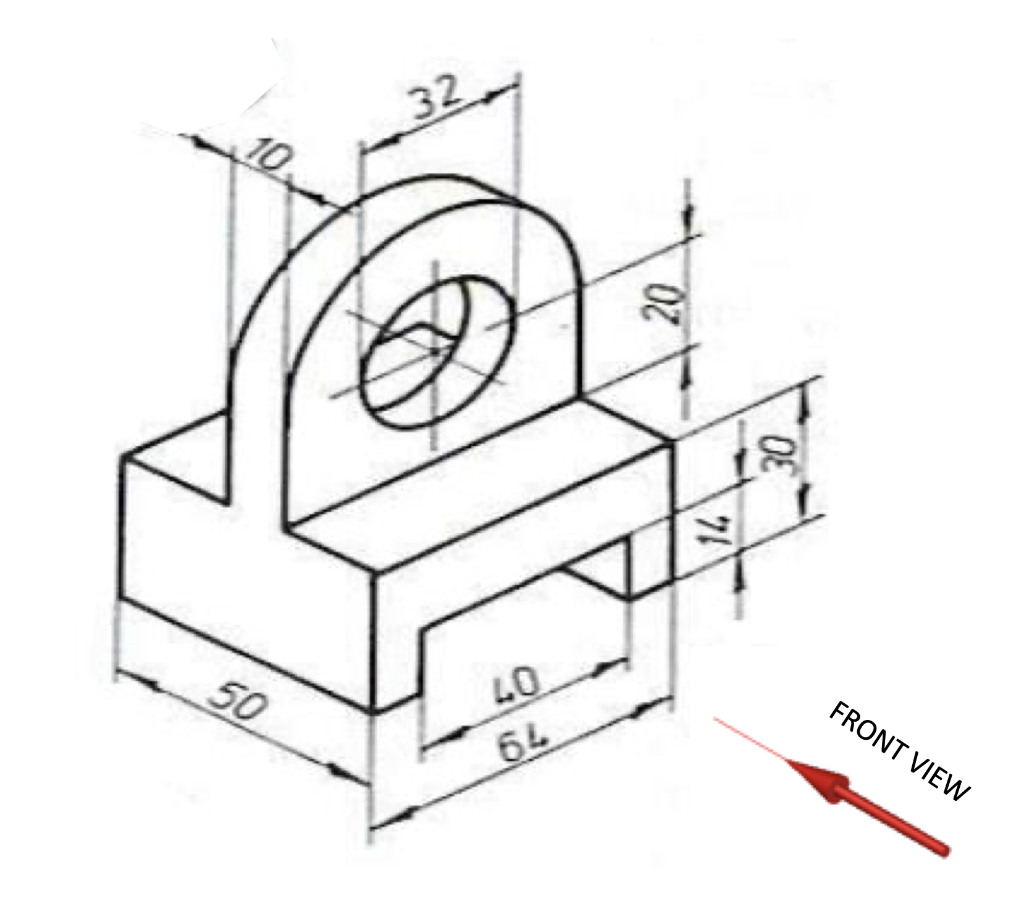 Solved USE AUTOCAD AND SHOW THE FRONT VIEW, TOP VIEW AND | Chegg.com