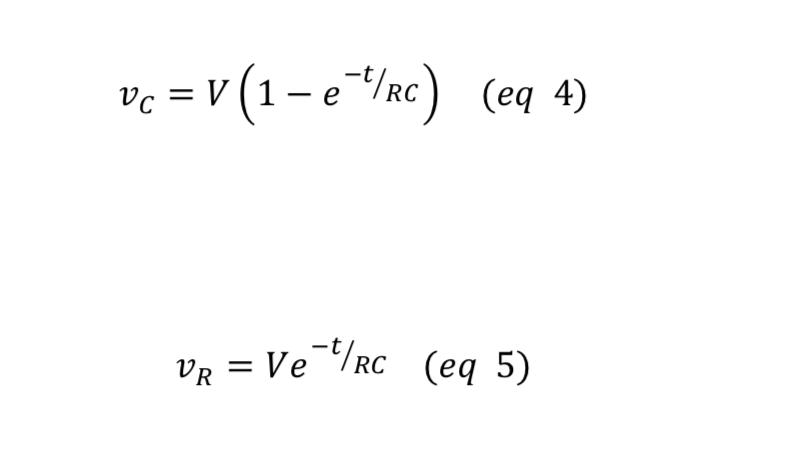 Solved Vc = v(1-e="/C) (eq 4) VR = Ve/RC (eq 5) Section | Chegg.com
