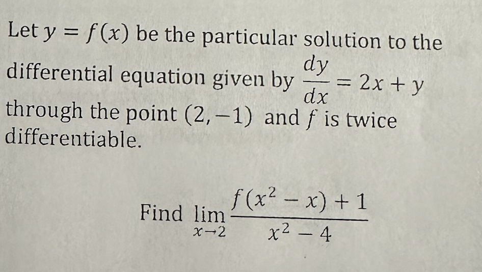 Solved Let y=f(x) ﻿be the particular solution to | Chegg.com