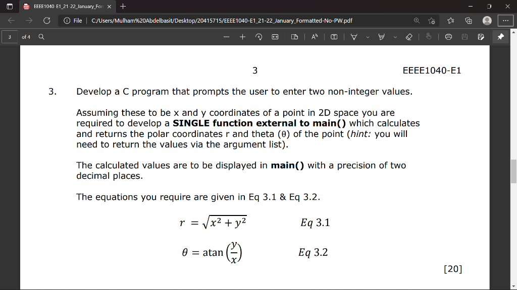 Solved PEE EEEE 1040 E1_21 22_January For X + O File | | Chegg.com