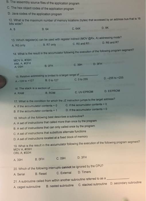 Solved B. The assembly source files of the application | Chegg.com
