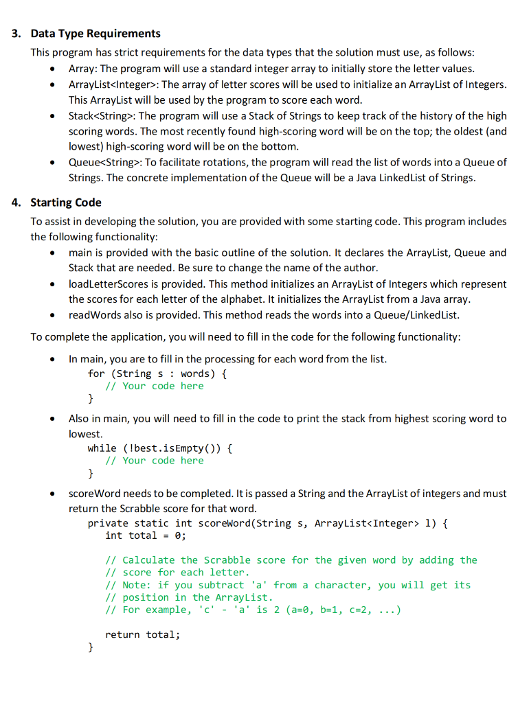 Solved Scrabble Scores 1. Overview You are to write a | Chegg.com