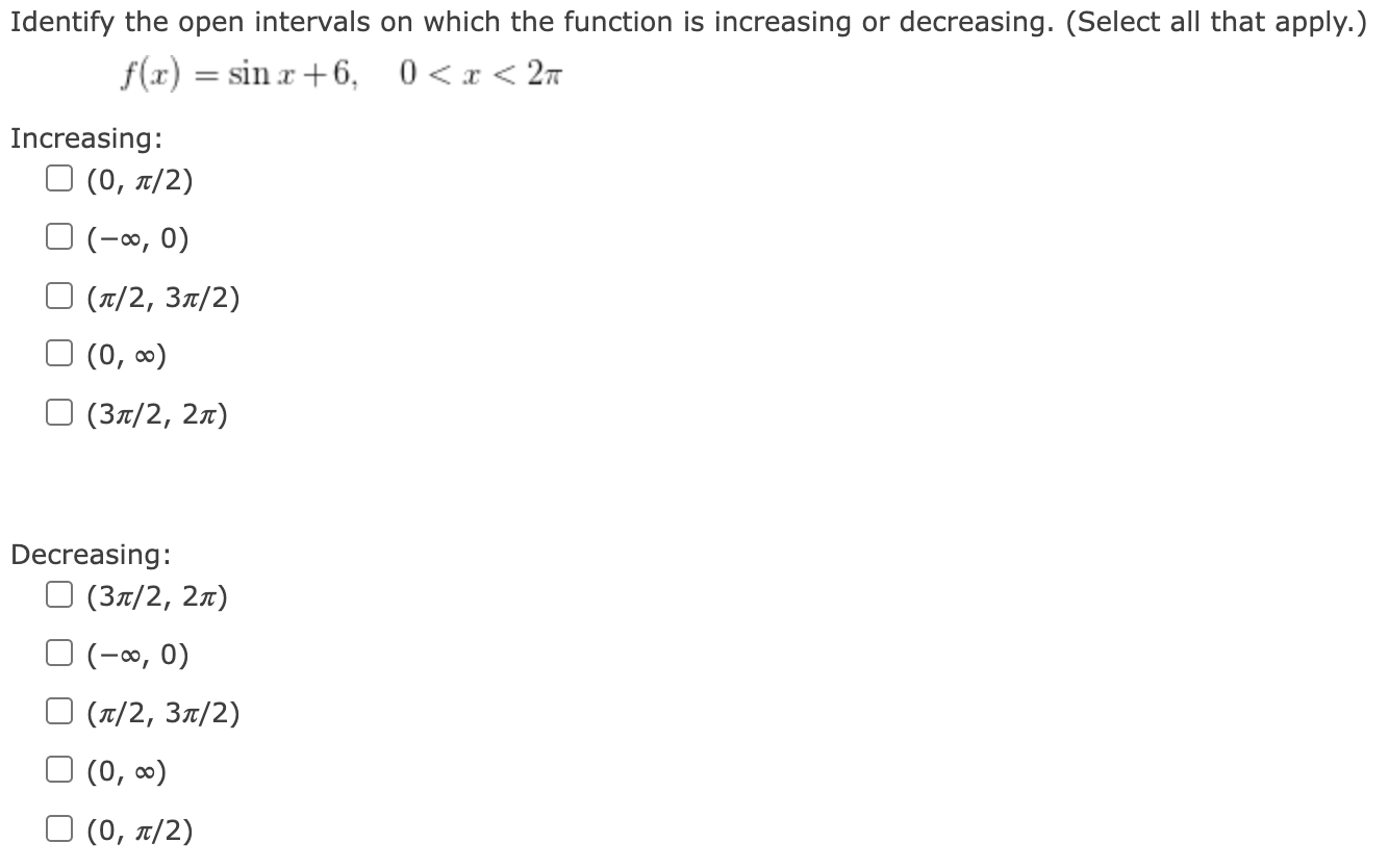 Solved Identify the open intervals on which the function is | Chegg.com