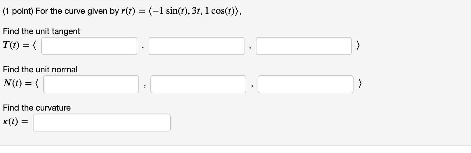 Solved (1 point) For the curve given by | Chegg.com