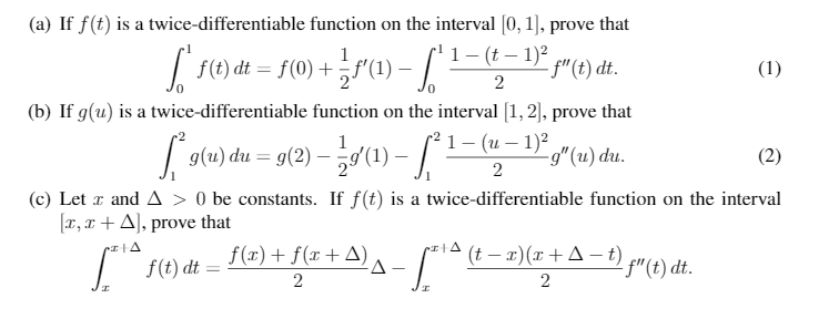 Solved (a) If f(t) is a twice-differentiable function on the | Chegg.com