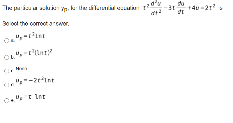 Solved The particular solution yp, for the differential | Chegg.com