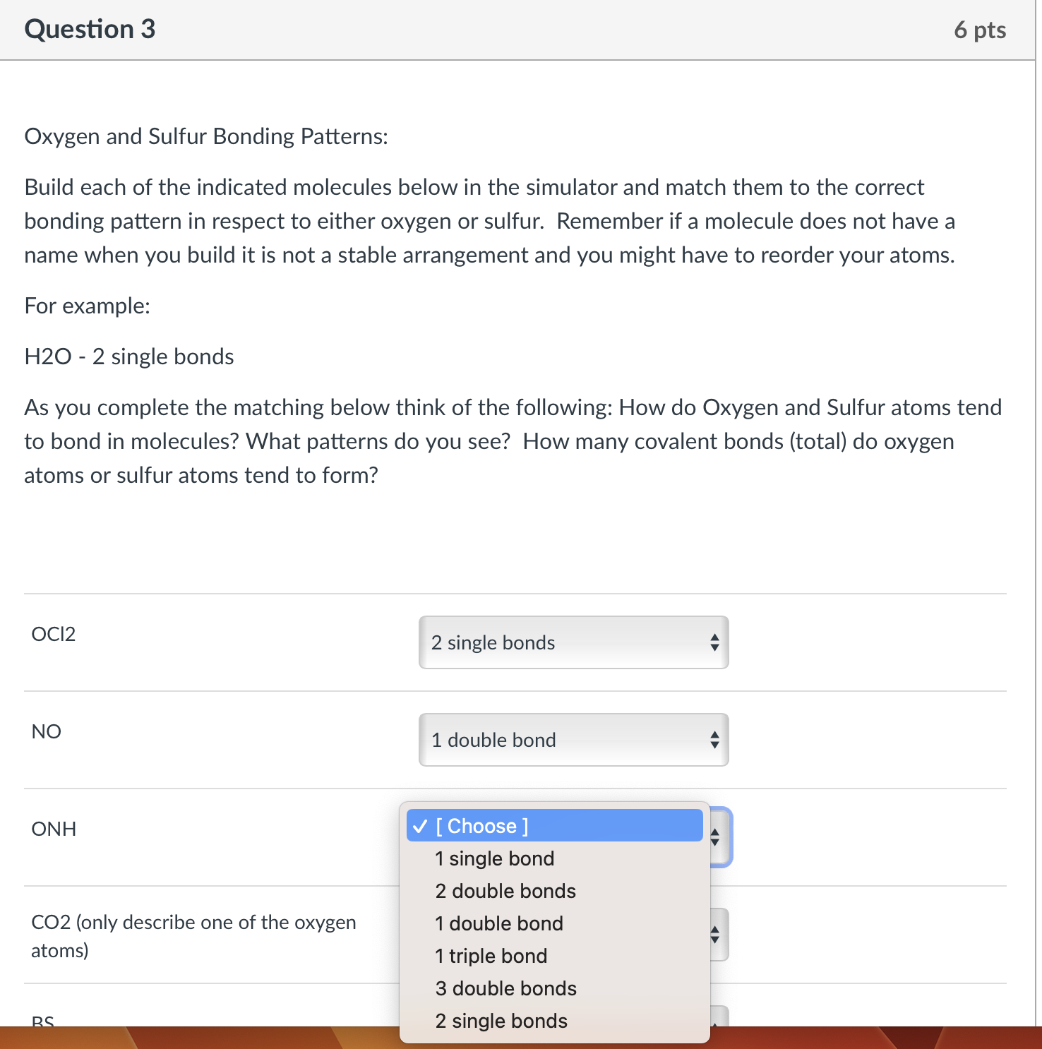 Solved Oxygen and Sulfur Bonding Patterns: Build each of the | Chegg.com