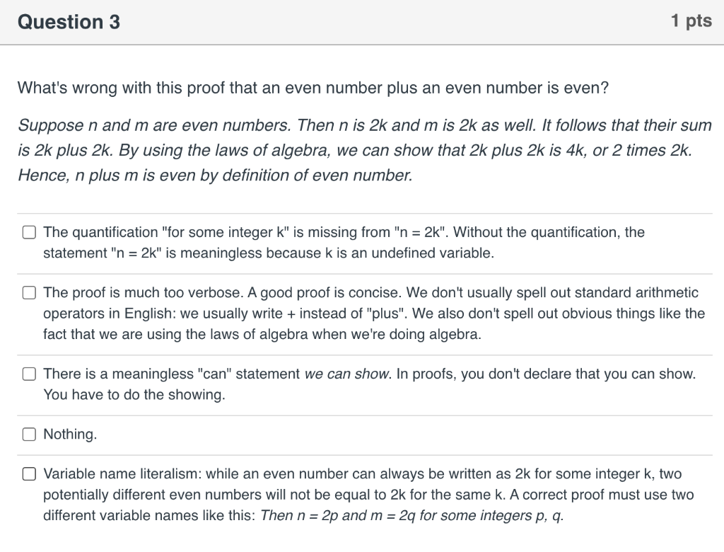 Solved What's wrong with this proof that an even number plus | Chegg.com