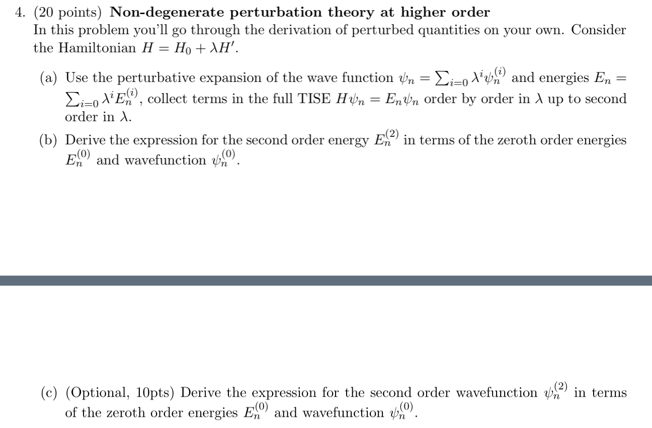 Solved (20 ﻿points) ﻿Non-degenerate perturbation theory at | Chegg.com