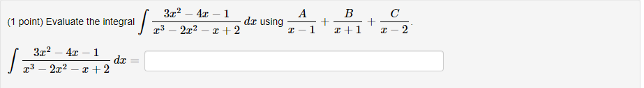 Solved 3.x2 - 4x - 1 A B с dx using + + 23 - 2.2 - + 2 2-1 | Chegg.com