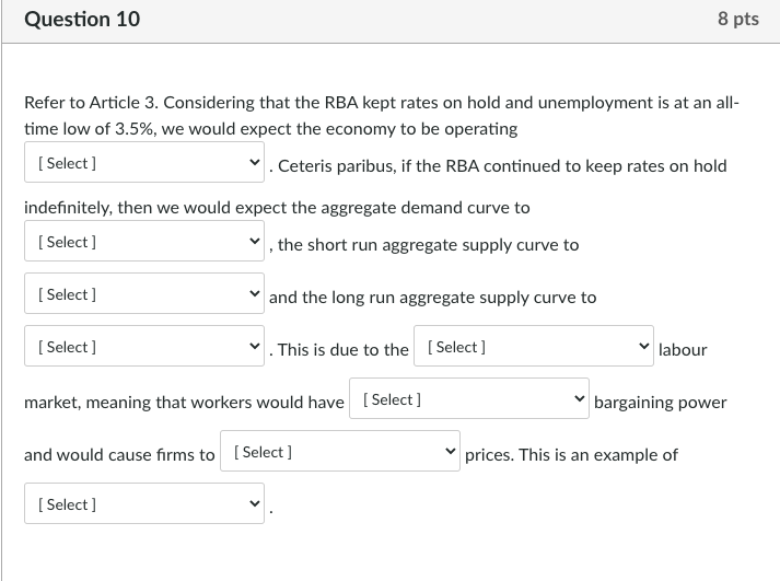 Solved Refer to Article 3. Considering that the RBA kept | Chegg.com
