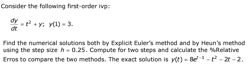 Solved Consider the following first-order ivp: | Chegg.com