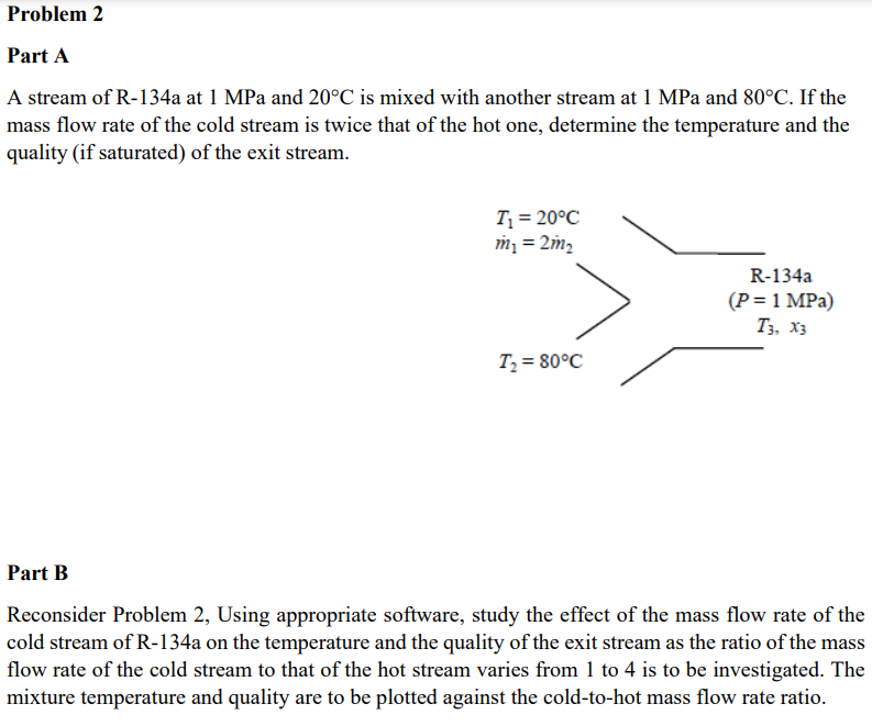 Solved Problem 2 Part A A stream of R-134a at 1 MPa and 20°C | Chegg.com