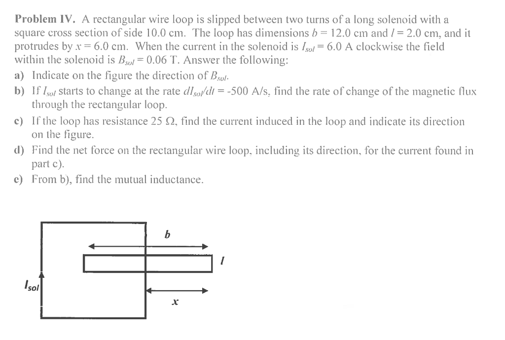 Solved Problem IV. A rectangular wire loop is slipped | Chegg.com