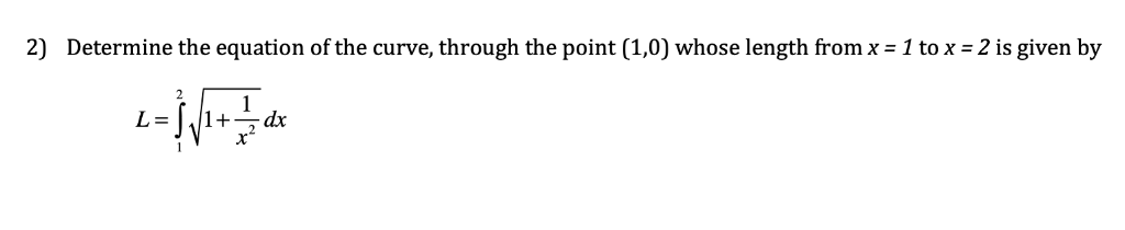 Solved 2) Determine the equation of the curve, through the | Chegg.com