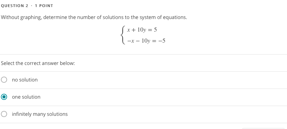 Solved QUESTION 2.1 POINT Without graphing, determine the | Chegg.com