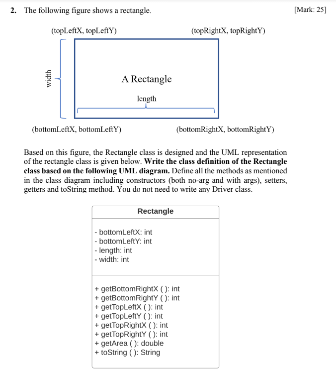 Solved 2. The following figure shows a rectangle. [Mark: 25] | Chegg.com