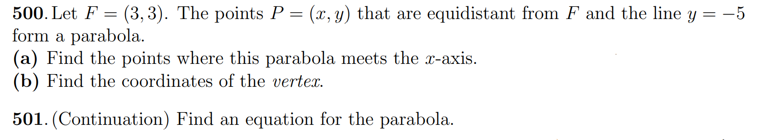 Solved 500. Let F = (3, 3). The points P = (x, y) that are | Chegg.com