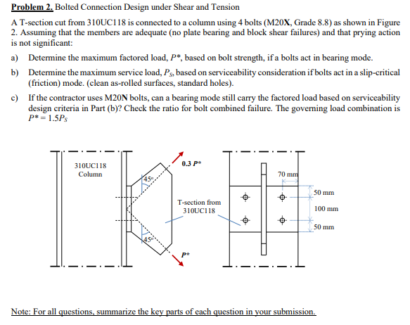 Problem 2. Bolted Connection Design under Shear and | Chegg.com