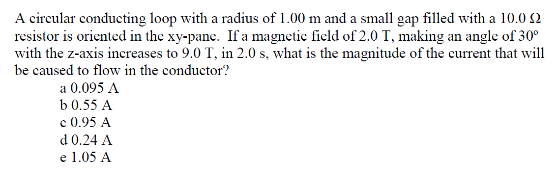 Solved A circular conducting loop with a radius of 1.00 m | Chegg.com