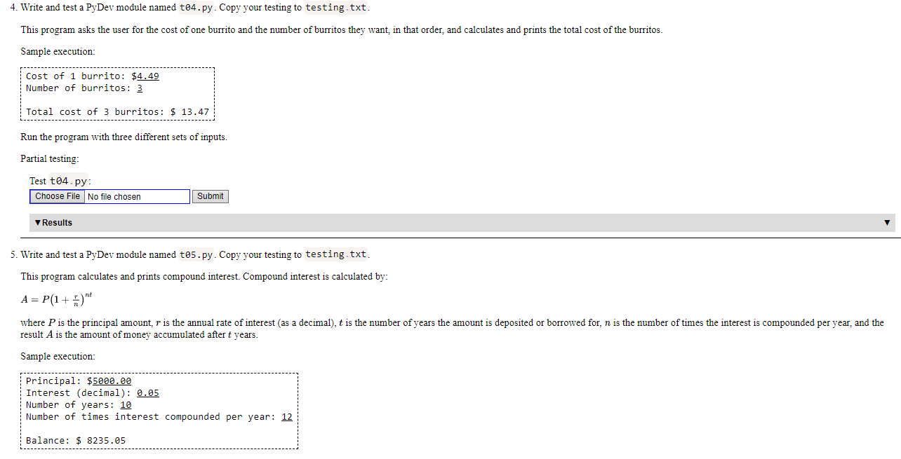 Solved 1. Write and test a PyDev module named t01.py. Copy | Chegg.com