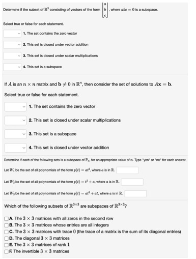 Solved Determine If The Subset Of R3 Consisting Of Vectors