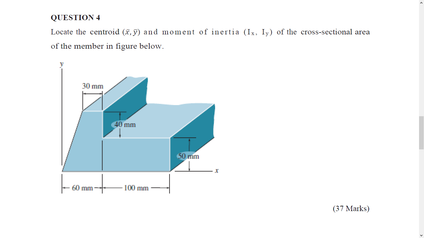 Solved QUESTION 4 Locate the centroid (x,y) and moment of | Chegg.com
