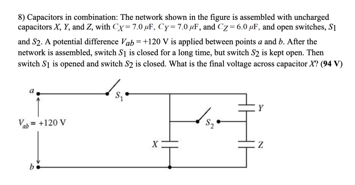 Solved 8) Capacitors in combination: The network shown in | Chegg.com
