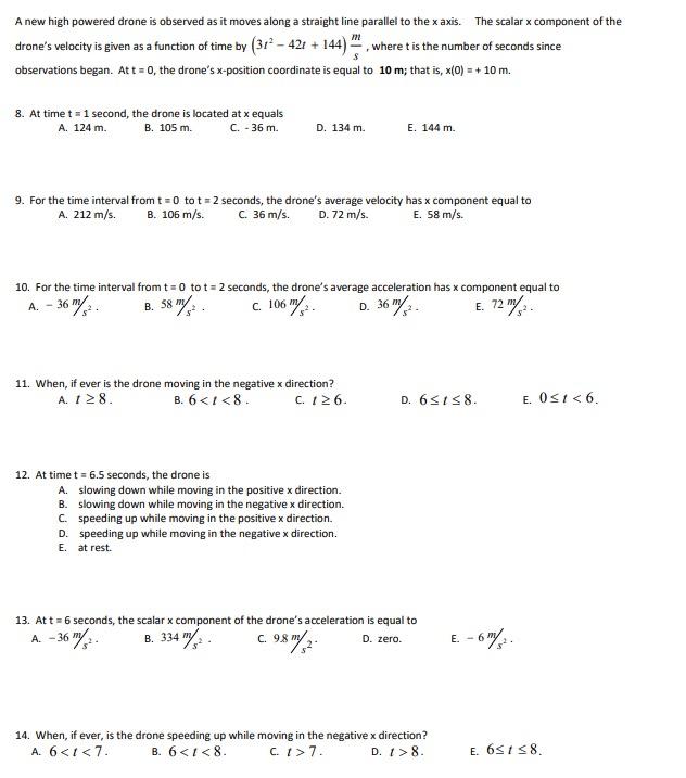 Solved A new high powered drone is observed as it moves | Chegg.com