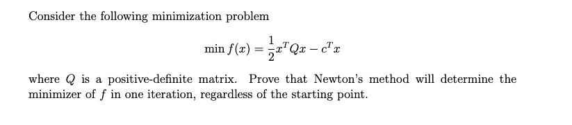Solved Consider the following minimization problem | Chegg.com