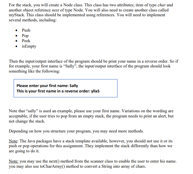 Solved Create a code using Java language to make a stack ADT | Chegg.com
