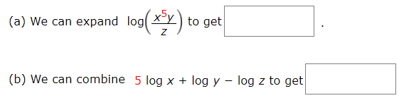 Solved (a) We can expand log(xx) to get (b) We can combine 5 | Chegg.com
