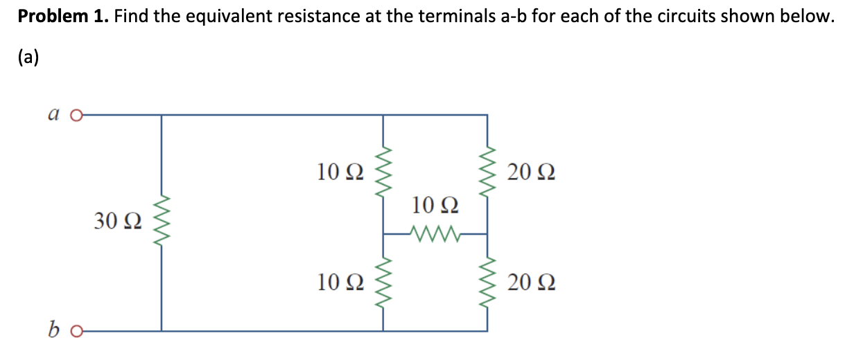 Problem 1. ﻿Find the equivalent resistance at the | Chegg.com