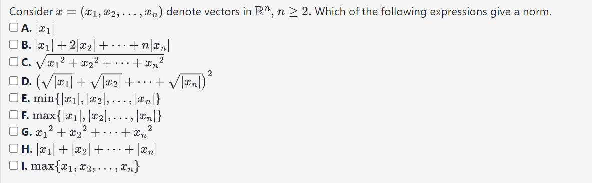 Solved Consider x=(x1,x2,…,xn) denote vectors in Rn,n≥2. | Chegg.com