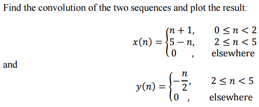 Solved Find the convolution of the two sequences and plot | Chegg.com