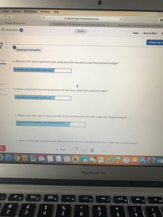 Solved excel Help Save& Exit Submit Check my work Chapter 8: | Chegg.com