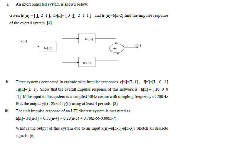 Solved i An interconnected system is shown below: Given | Chegg.com