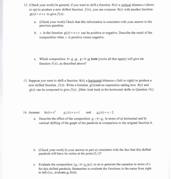 Solved Functions 3: Compositions of Functions Model 1: Word | Chegg.com