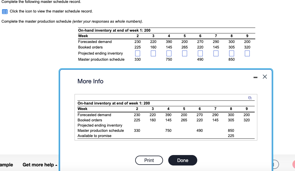 Solved Complete the following master schedule record. Click | Chegg.com
