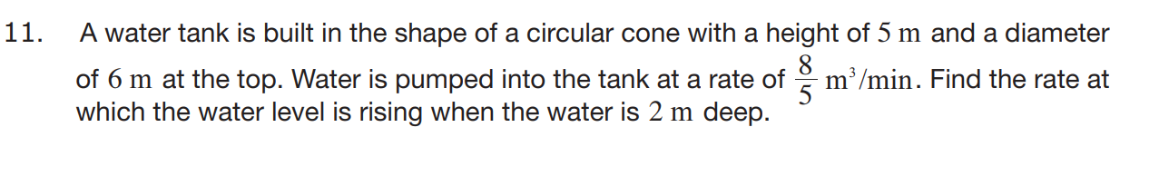 Solved Applications of Derivatives 11. A water tank is | Chegg.com