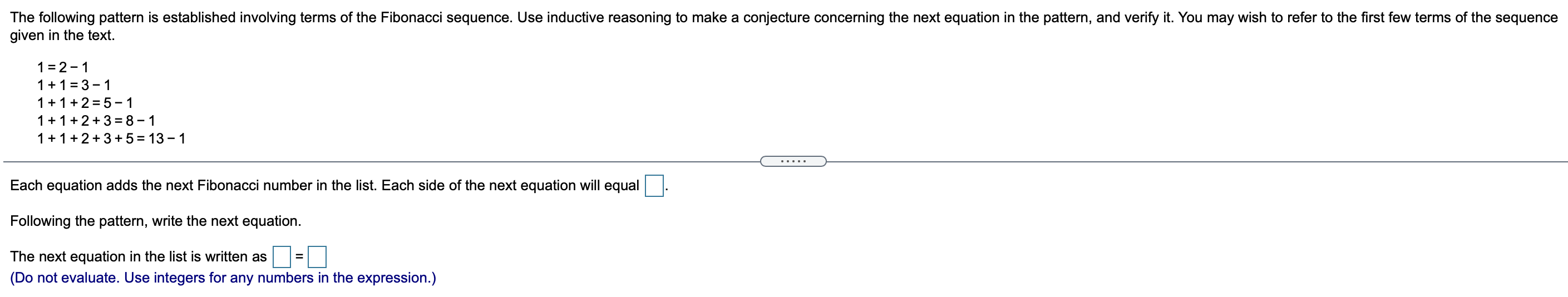 Solved The following pattern is established involving terms | Chegg.com