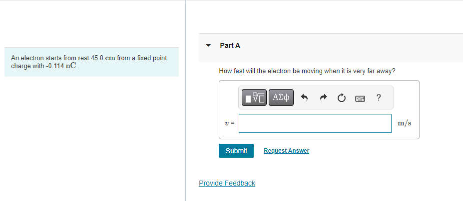 Solved An electron starts from rest 45.0 cm from a fixed | Chegg.com