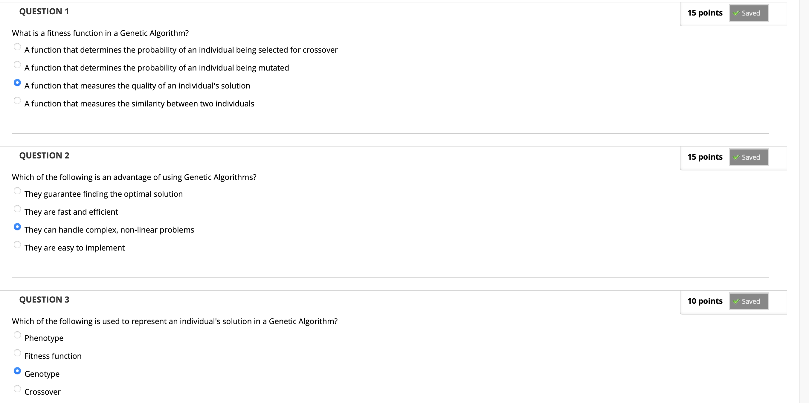 Solved What is a fitness function in a Genetic Algorithm? A | Chegg.com