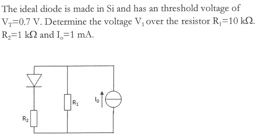 Solved The ideal diode is made in Si and has an threshold | Chegg.com